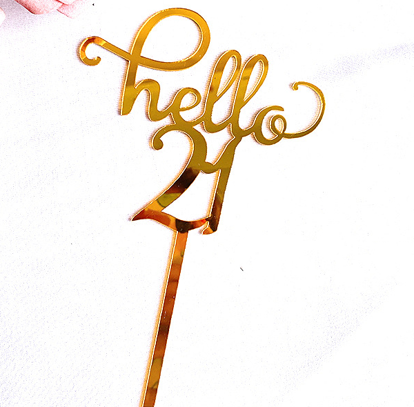 CAKE TOPPER HELLO 21- Gold – Nagev
