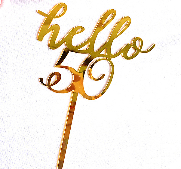 CAKE TOPPER HELLO 50- Gold – Nagev