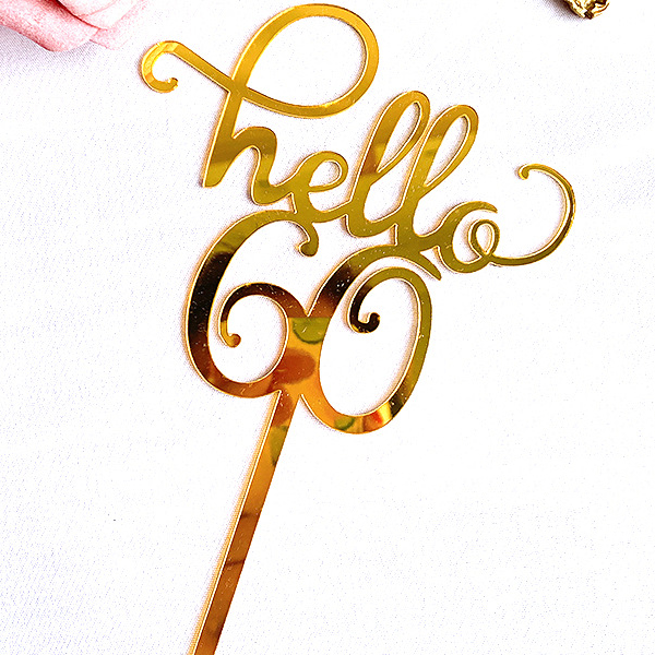 CAKE TOPPER HELLO 60- Gold – Nagev